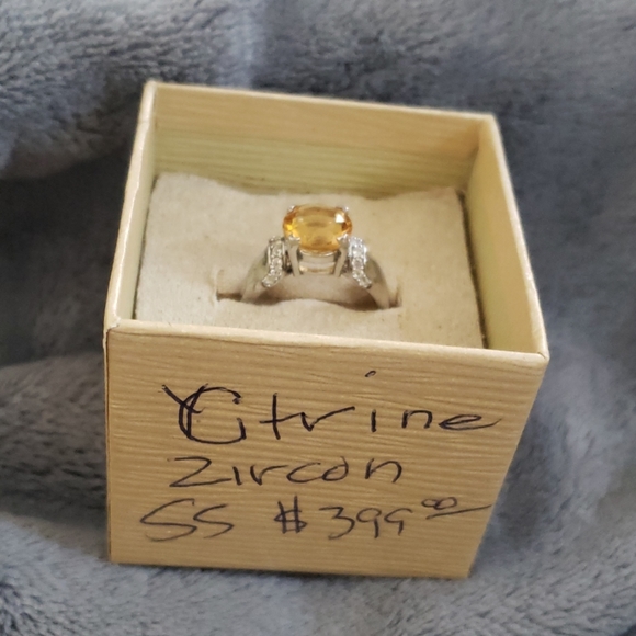 JTV | Jewelry | Yellow Citrine Ring With White Zircon | Poshmark